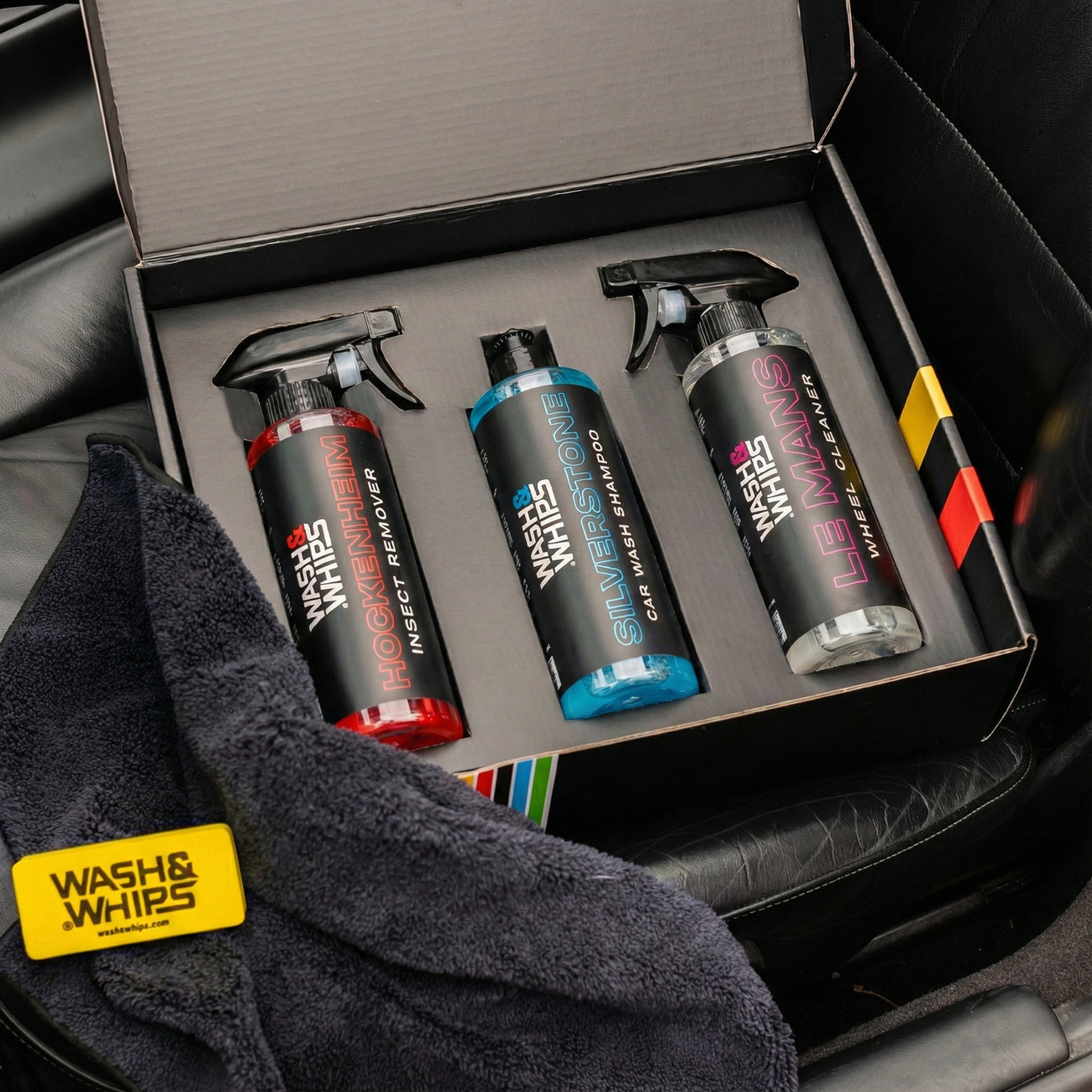 WASH&WHIPS WASH - Car Wash Kit (Step 1) Shampoo, Bug Remover, Wheel Cl